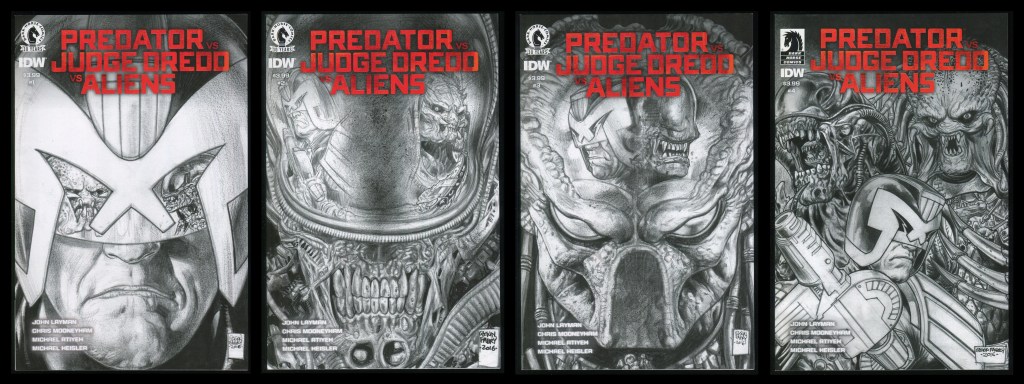 Predator vs Judge Dredd vs Aliens Variant Comic Set 1-2-3-4 Lot BW ...