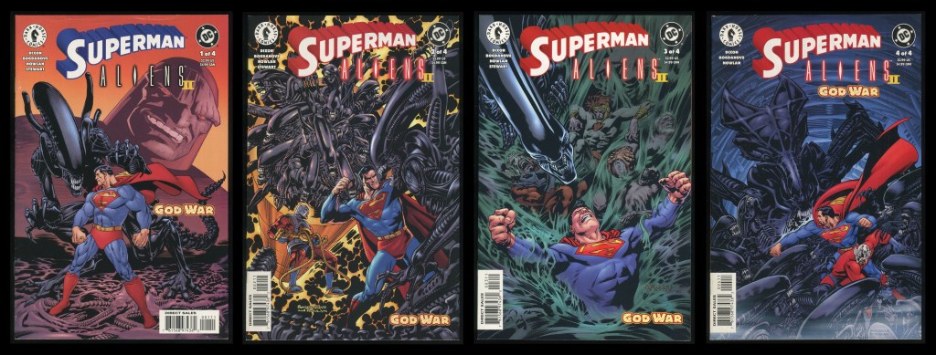 Superman Aliens II God War Comic Set 1-2-3-4 Xenomorph Facehugger ...