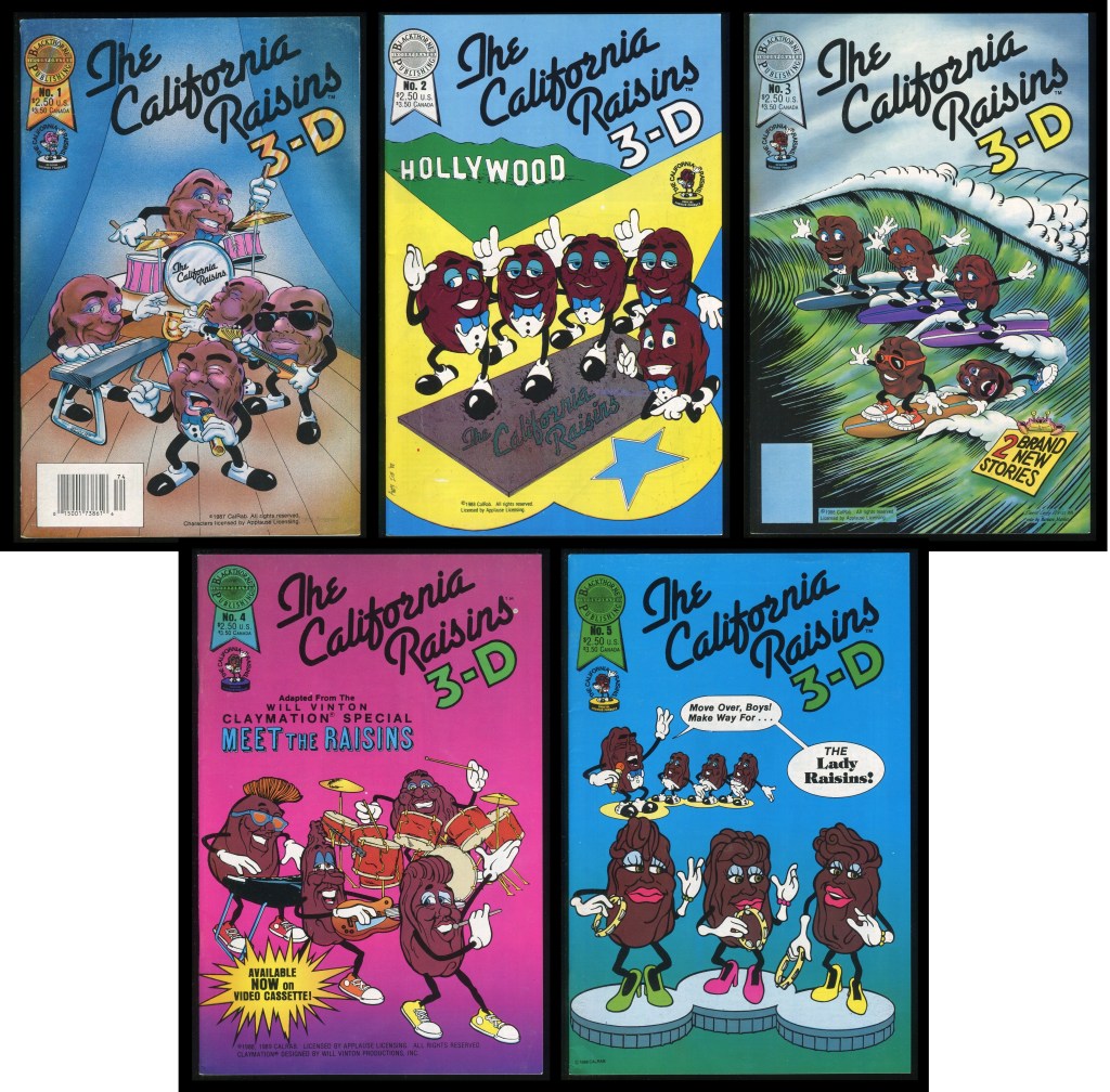 California Raisins 3-D 3D Comic Set 1-2-3-4-5 Lot w/ 3D Glasses ...